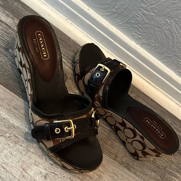 Coach | Shoes | Coach Jewel Signature Logo Wedge Sandals | Poshmark